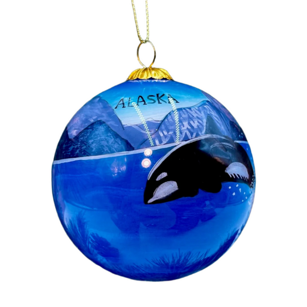Orca Glass Ball Ornament - Forests, Tides, and Treasures