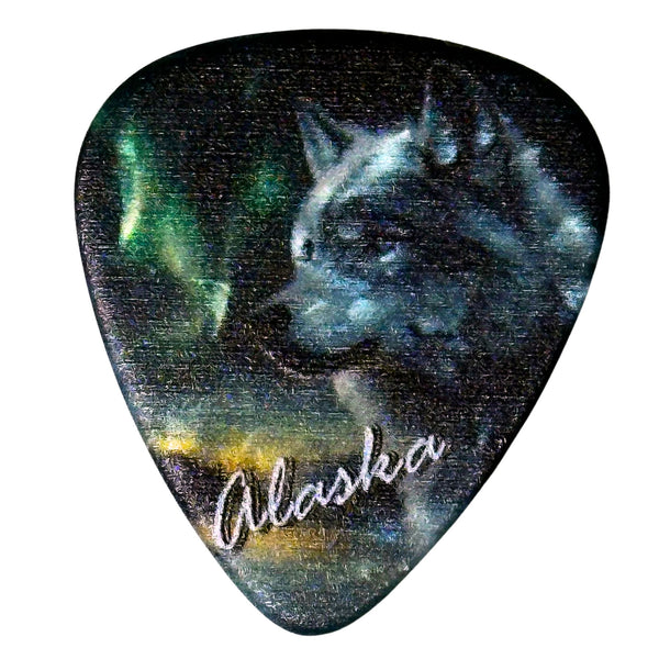 Alaska Aurora Wolf Guitar Pick - Forests, Tides, and Treasures