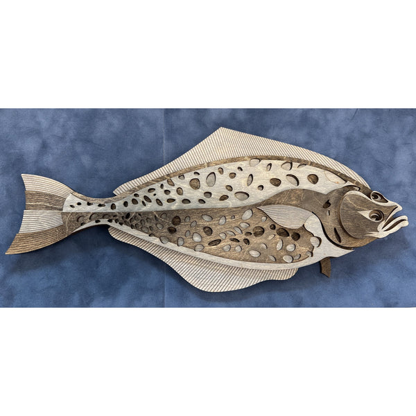 Laser-cut Wood Pacific Halibut - S24 - Forests, Tides, and Treasures