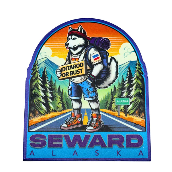 Husky Hitchhiker Sticker - Forests, Tides, and Treasures